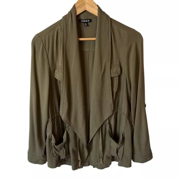 torrid | Jackets & Coats | Torrid Army Green Light Weight Utility Drape ...